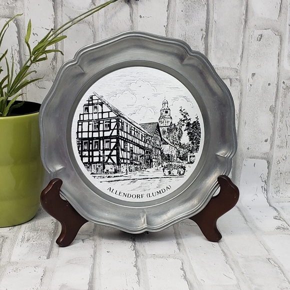 Unique Vintage | Accents | Vintage Wall Pewter Metal Plate Plaque ...
